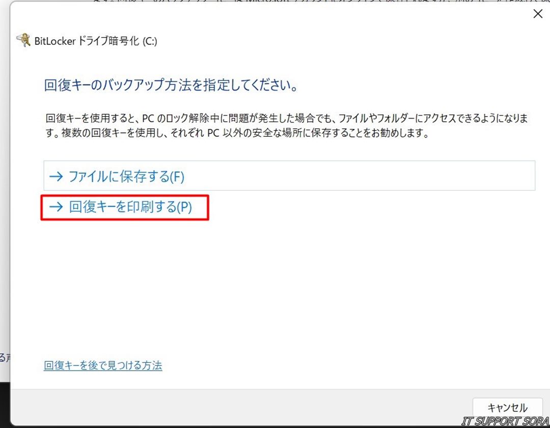 Windows11「Windows起動時、Bitlocker回復キー画面が表示される」トラブルサポート | IT・パソコンサポートSORA｜埼玉県ふじみ野市